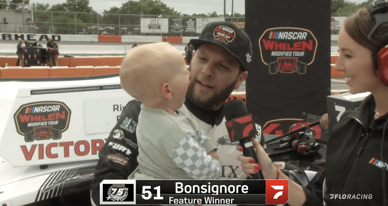 Justin Bonsignore's Victory Lane interview at Riverhead Raceway ...