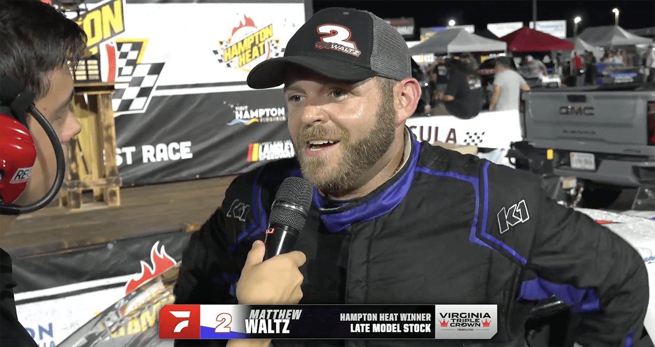 Matt Waltz's Victory Lane interview from the Hampton Heat at Langley ...
