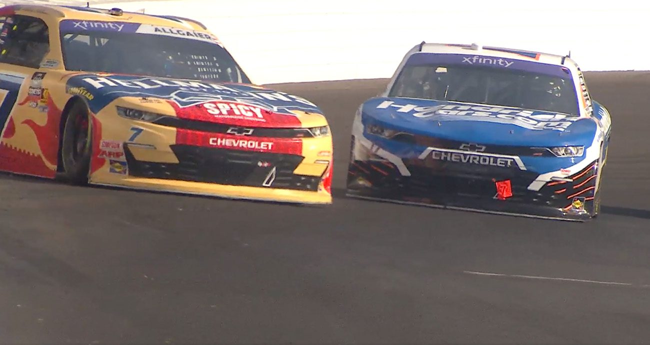Larson gets loose, collects Allgaier into the outside wall | NASCAR