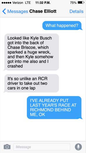 @nascarcasm: Fake texts to Richmond winner Dillon | NASCAR