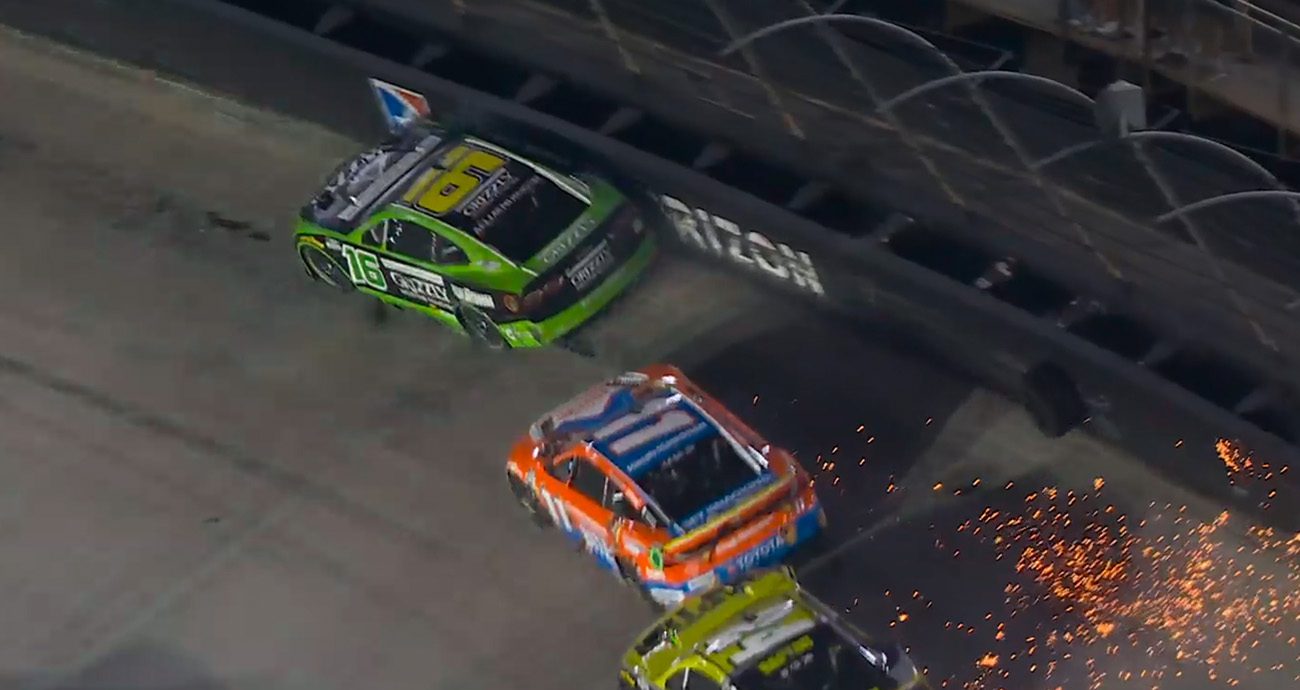 Loose wheel sends Hamlin, Allmendinger into wall | NASCAR