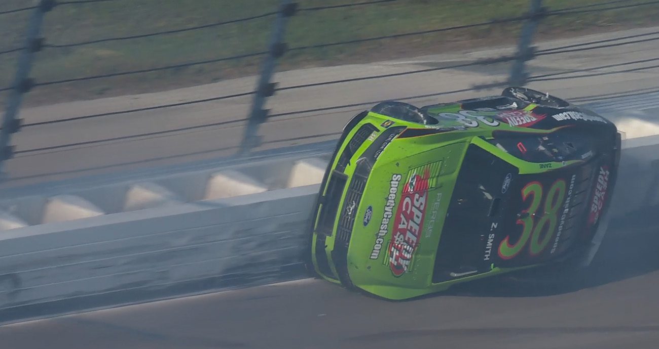 Smith flips at Kansas after contact from Nemechek | NASCAR