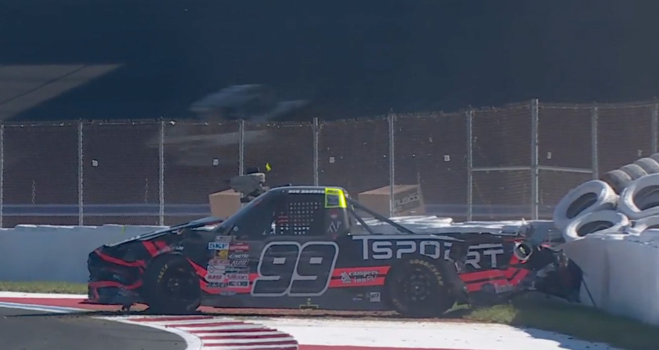 Ben Rhodes slams barrier, suffers nasty damage | NASCAR