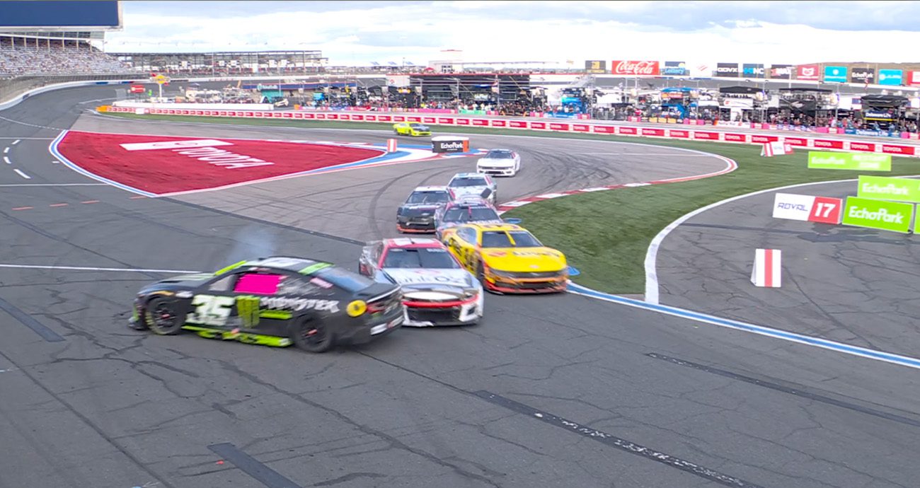 Contact from Kyle Busch sends Riley Herbst spinning | NASCAR