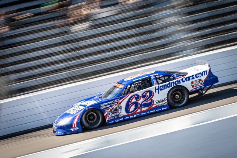 Keelan and Kevin Harvick racing late models at North Wilkesboro