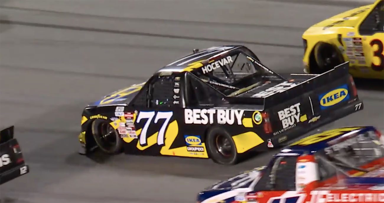 Hocevar has tire go down while battling up front | NASCAR