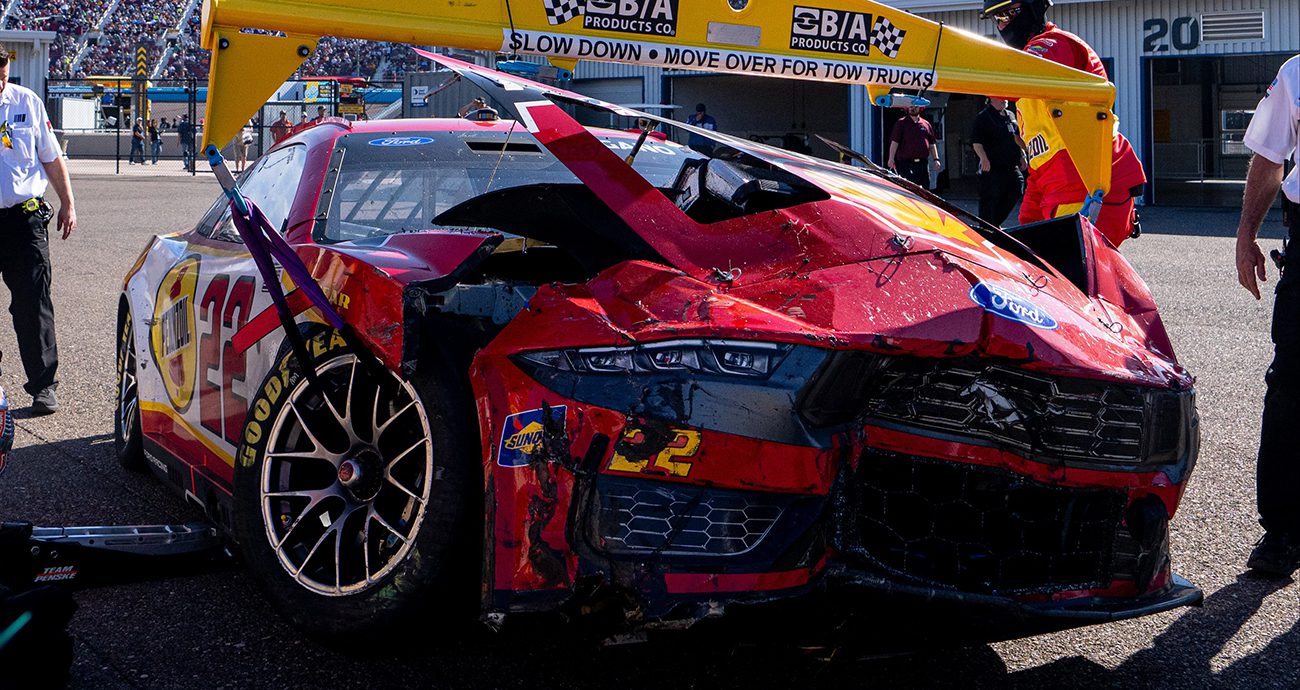 Logano wrecks after contact with Allmendinger | NASCAR