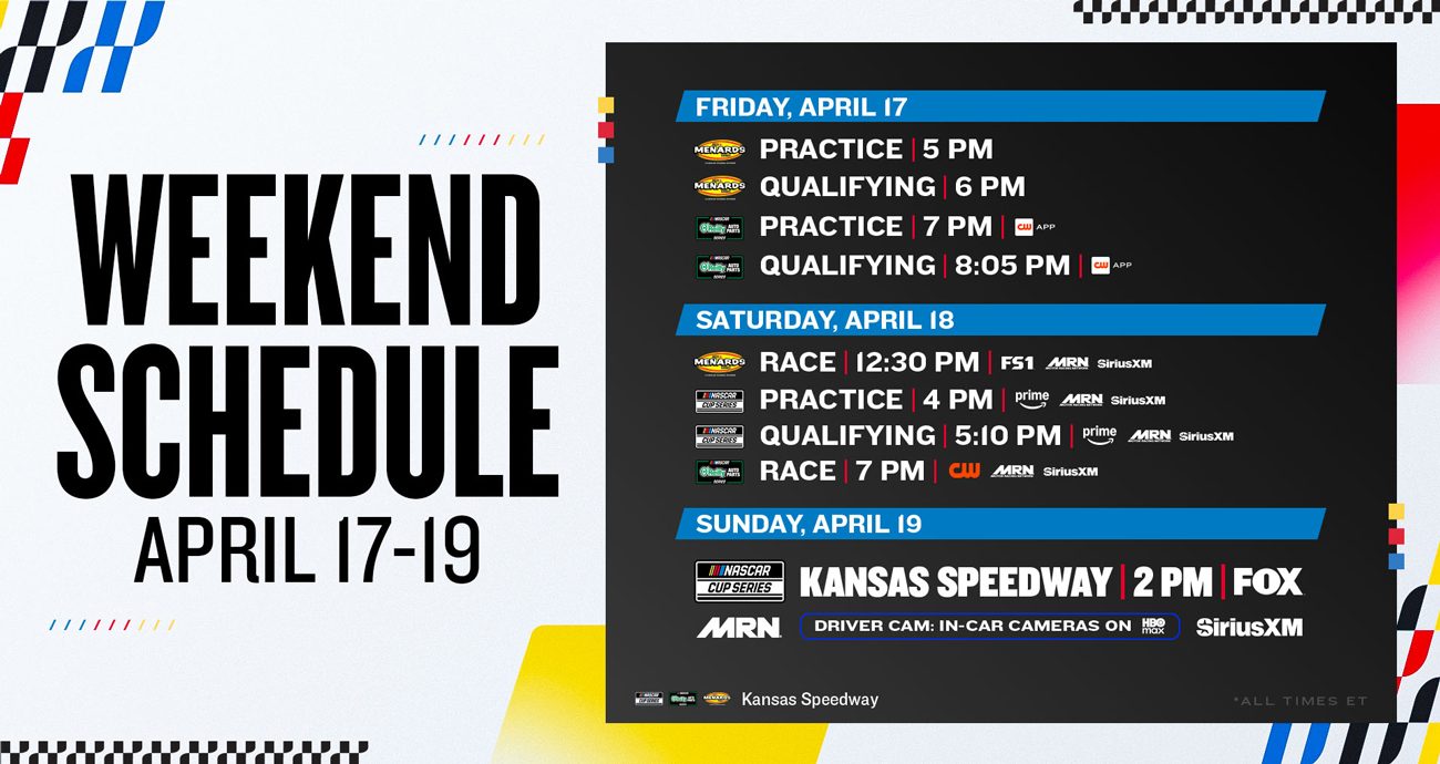Weekend schedule for 2026 Kansas spring race | NASCAR