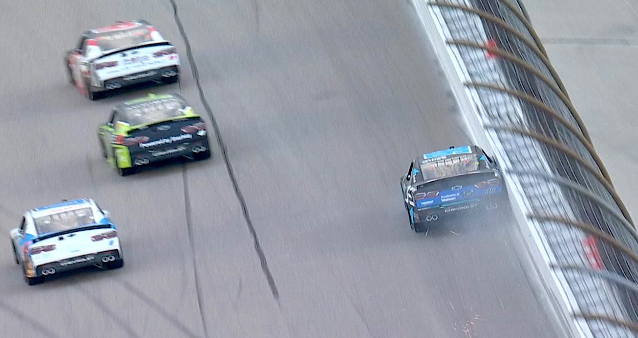 Alfredo hits the wall after tire goes down | NASCAR