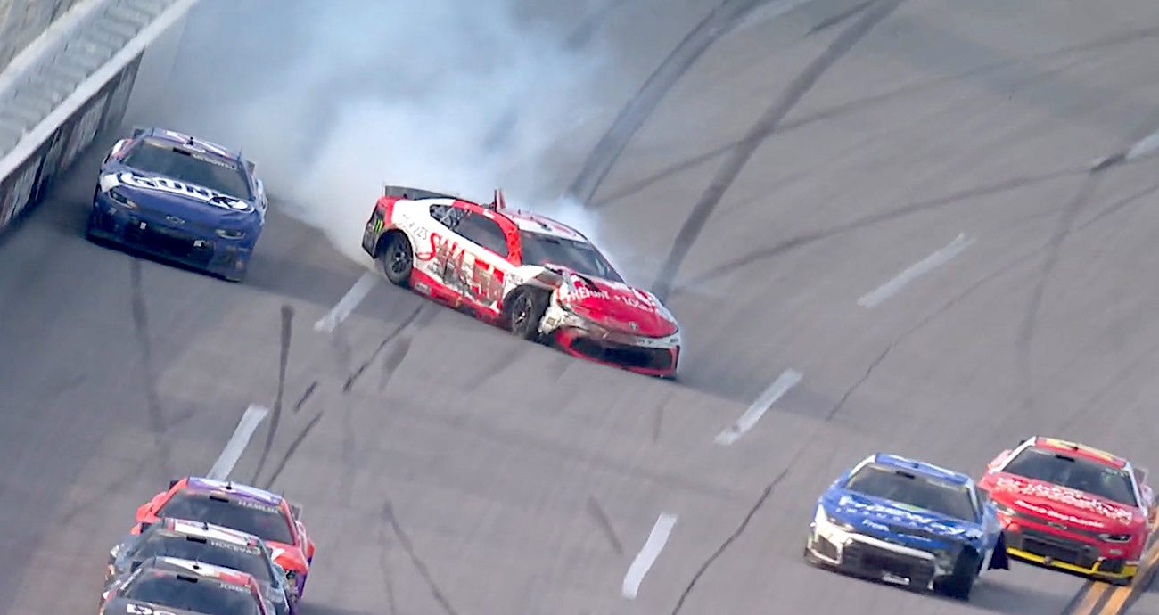 Ty Gibbs hits wall after earlier Talladega damage | NASCAR