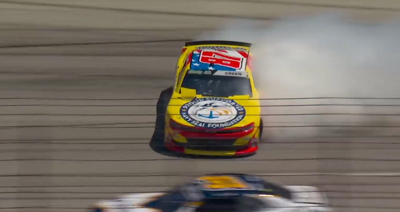 Austin Green goes for a wild spin in Stage 1 | NASCAR