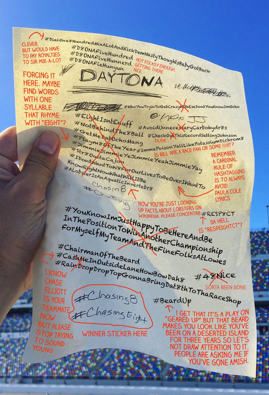 @nascarcasm: How Jimmie Johnson develops his hashtags - Official Site ...